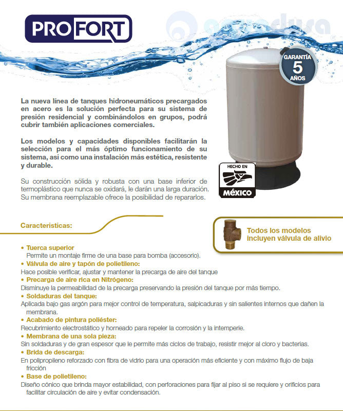 Tanque Presurizado Hidroneumatico Profort 50 Galones Ts50-13 – AQUADUSA