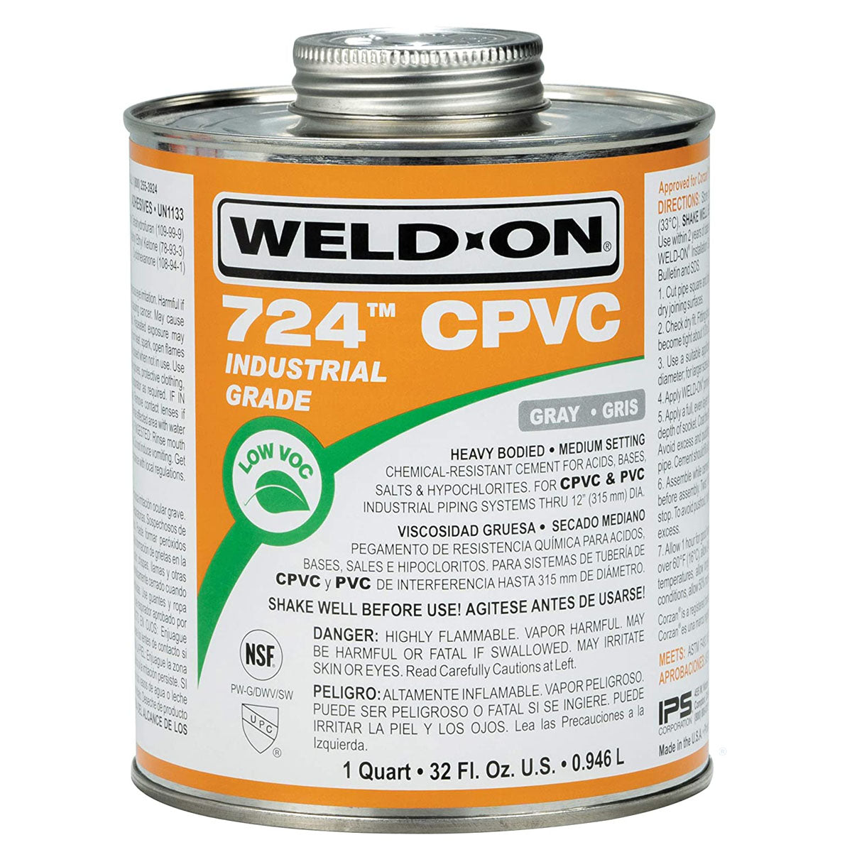Pegamento Tuberia CPVC 1 Lt. Weld-On 724 Uso Industrial Gris – AQUADUSA